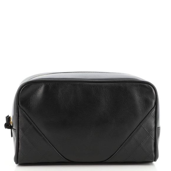 CHANEL | Bags | Chanel Square Stitch Toiletry Pouch Lambskin Small ...